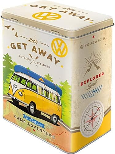 Retro storage tin box L, 101.4 oz, VW Bulli – Let's Get Away – VW Bus ...