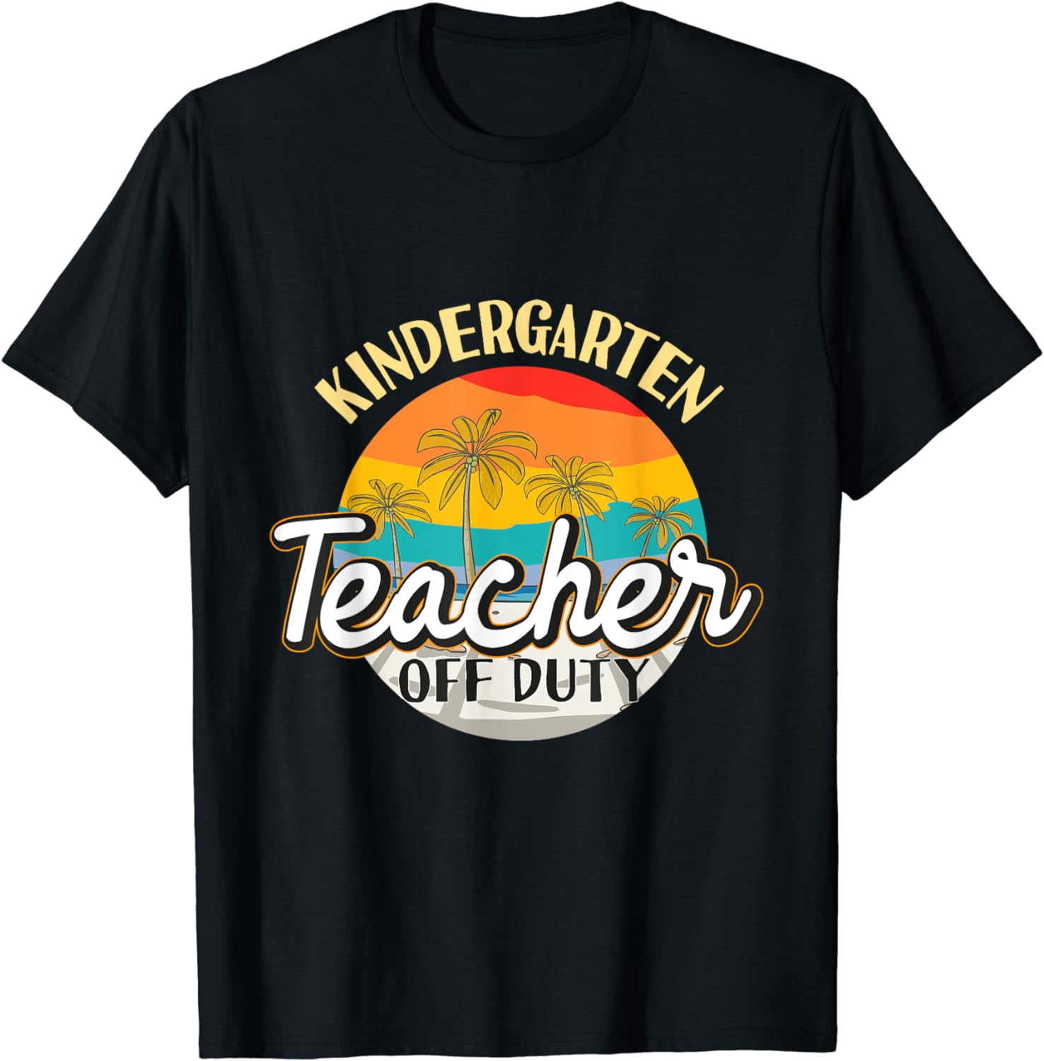 Retro-summer break sea beach kindergarten teacher off duty T-Shirt ...