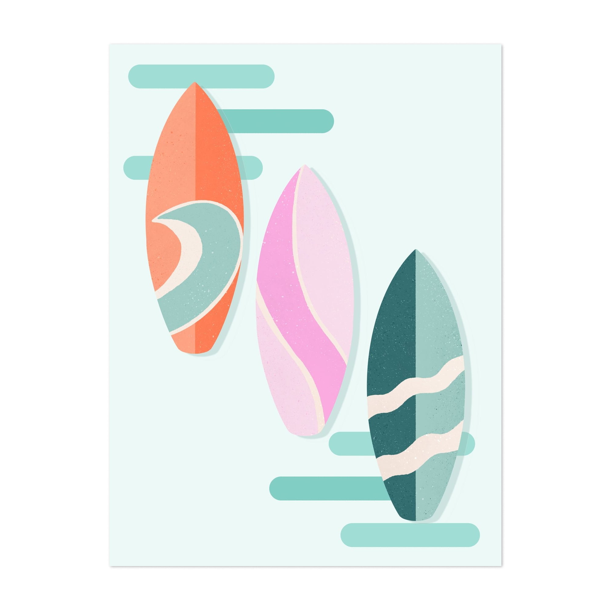 Retro surfboards - pink, orange and teal - Illustration Surfboard Surf ...