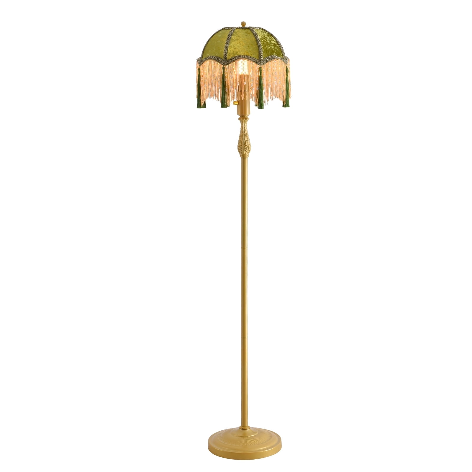 Retro tassel floor lamp with adjustable light simple upright metal base ...