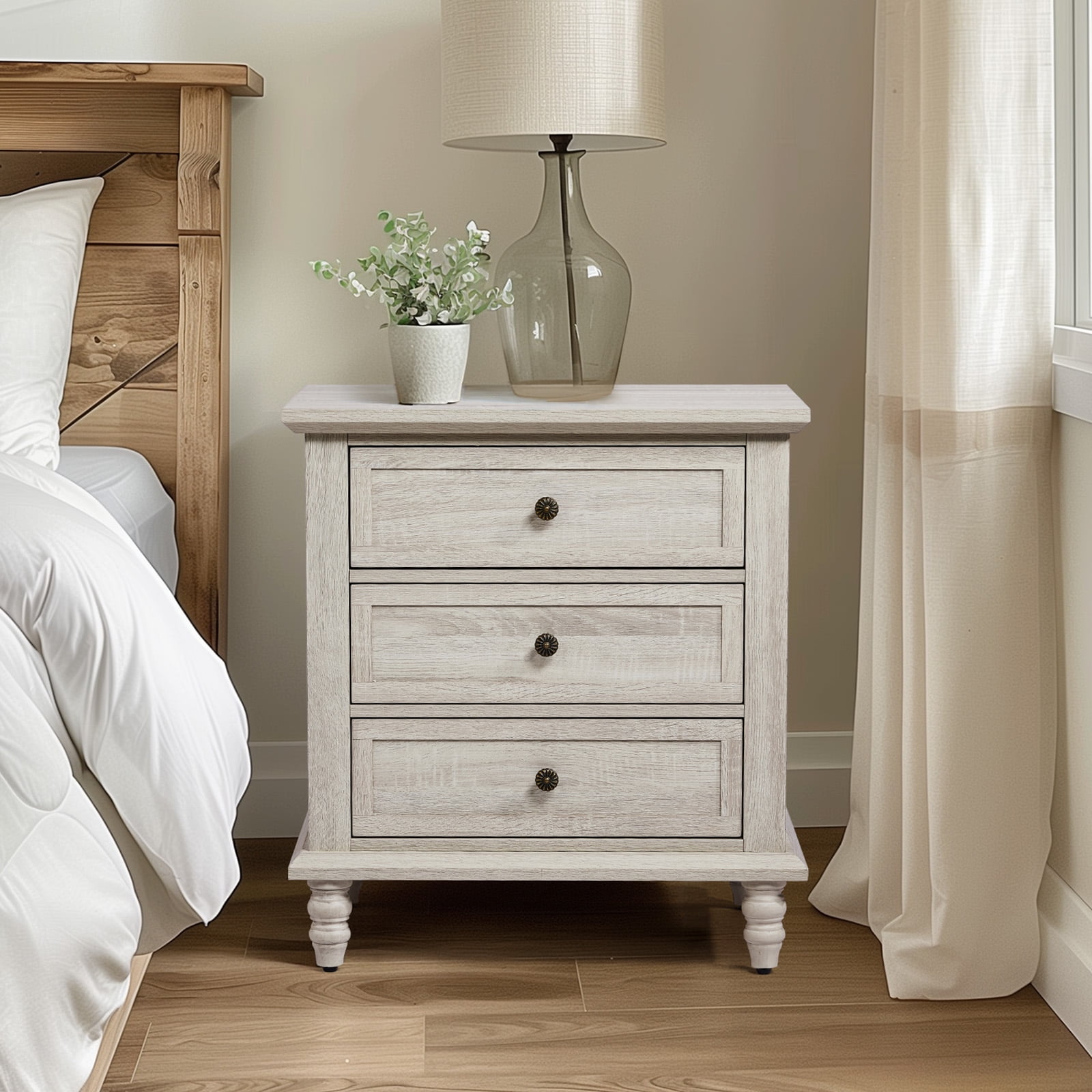 Retro white P2 particle board with 3D paper + solid wood legs 63*44.5* ...