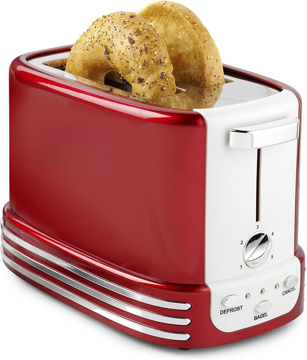 Retro wide 2-slice toaster with vintage design, crumb tray, cord ...