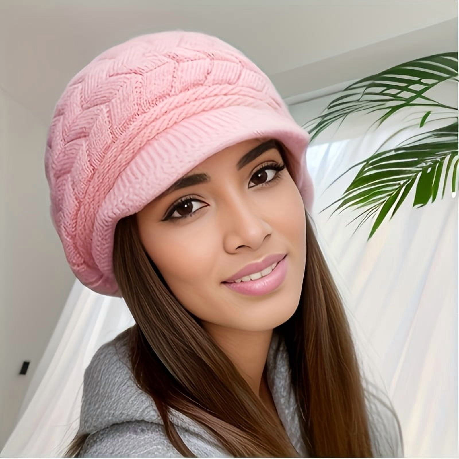 Retro women's winter warm knitted cap, cold weather running, camping ...