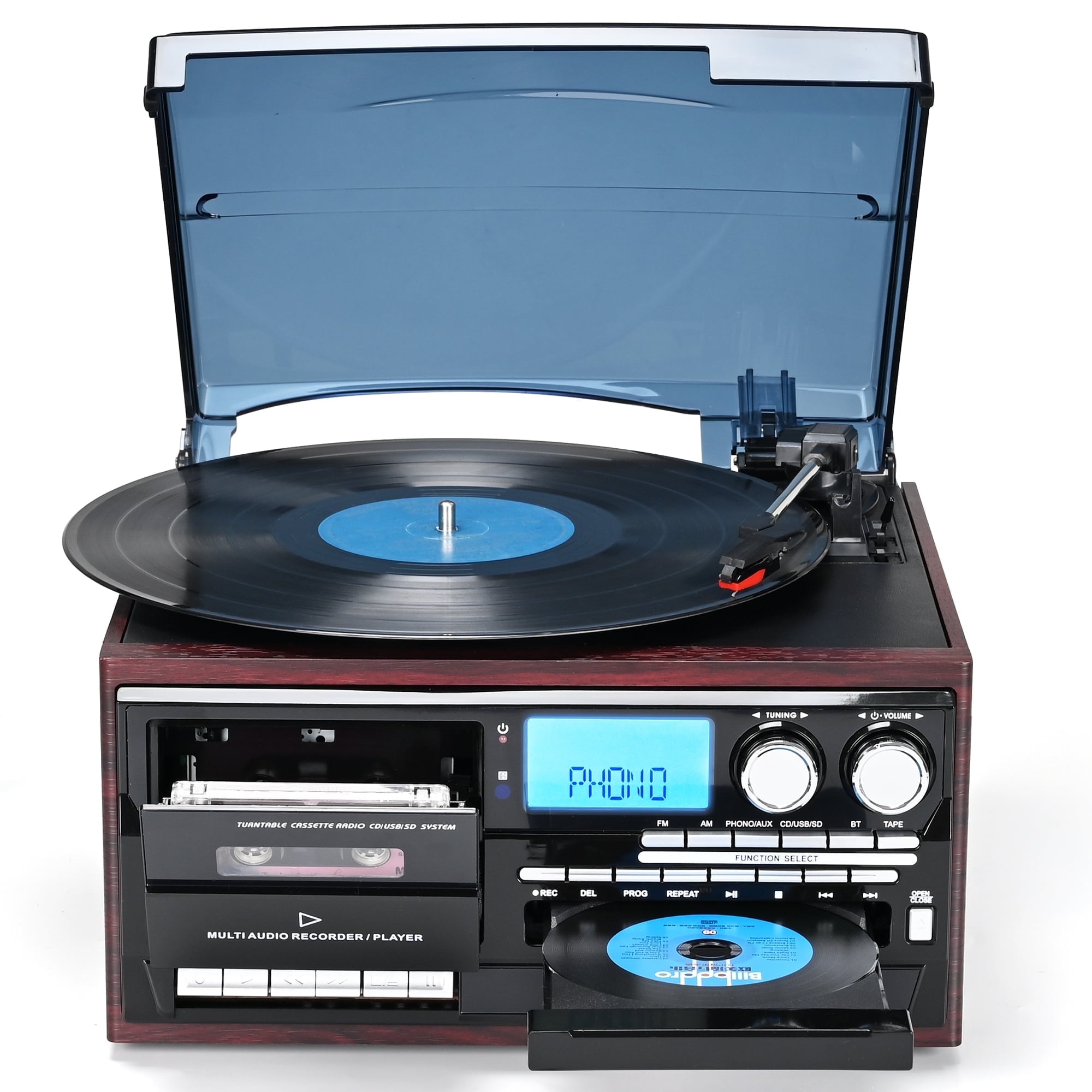 RetroAudio Record Player 9 in 1 3 Speed Bluetooth Vintage Turntable CD ...
