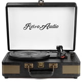 RetroAudio 3-Speed Vinyl Record Player, Portable Suitcase Turntable ...