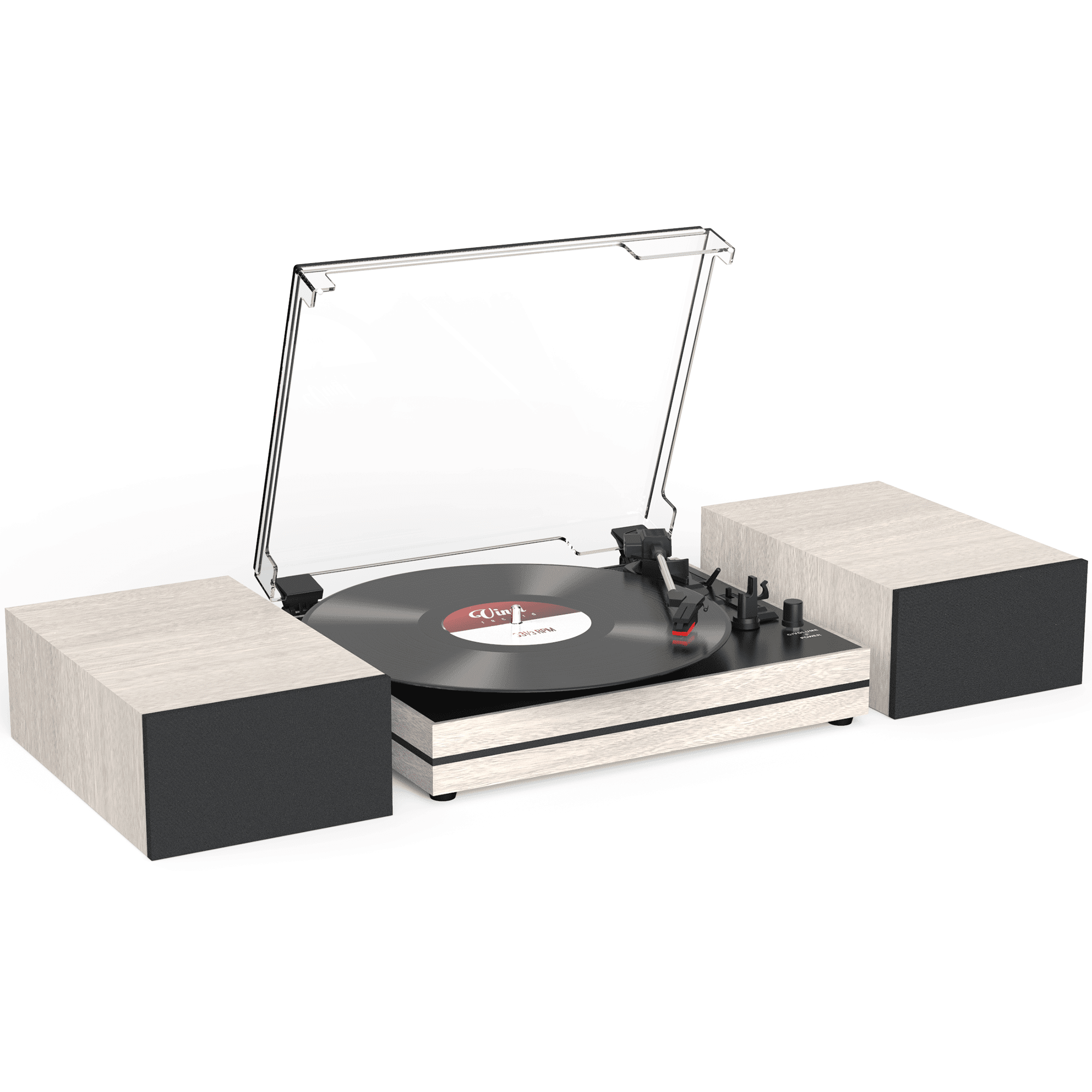 RetroAudio Vinyl Record Player Bluetooth Turntable with Bookshelf Speakers 3-Speed Belt-Driven ...