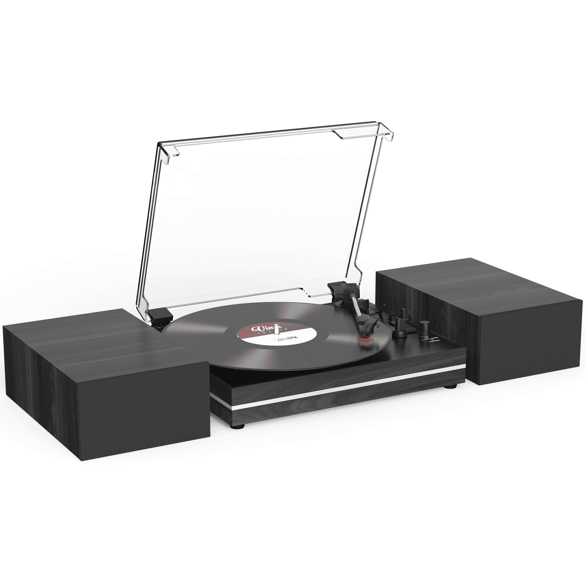 RetroAudio Vinyl Record Player with Bookshelf Speakers 3-Speed Belt-Driven Audio Turntable ...