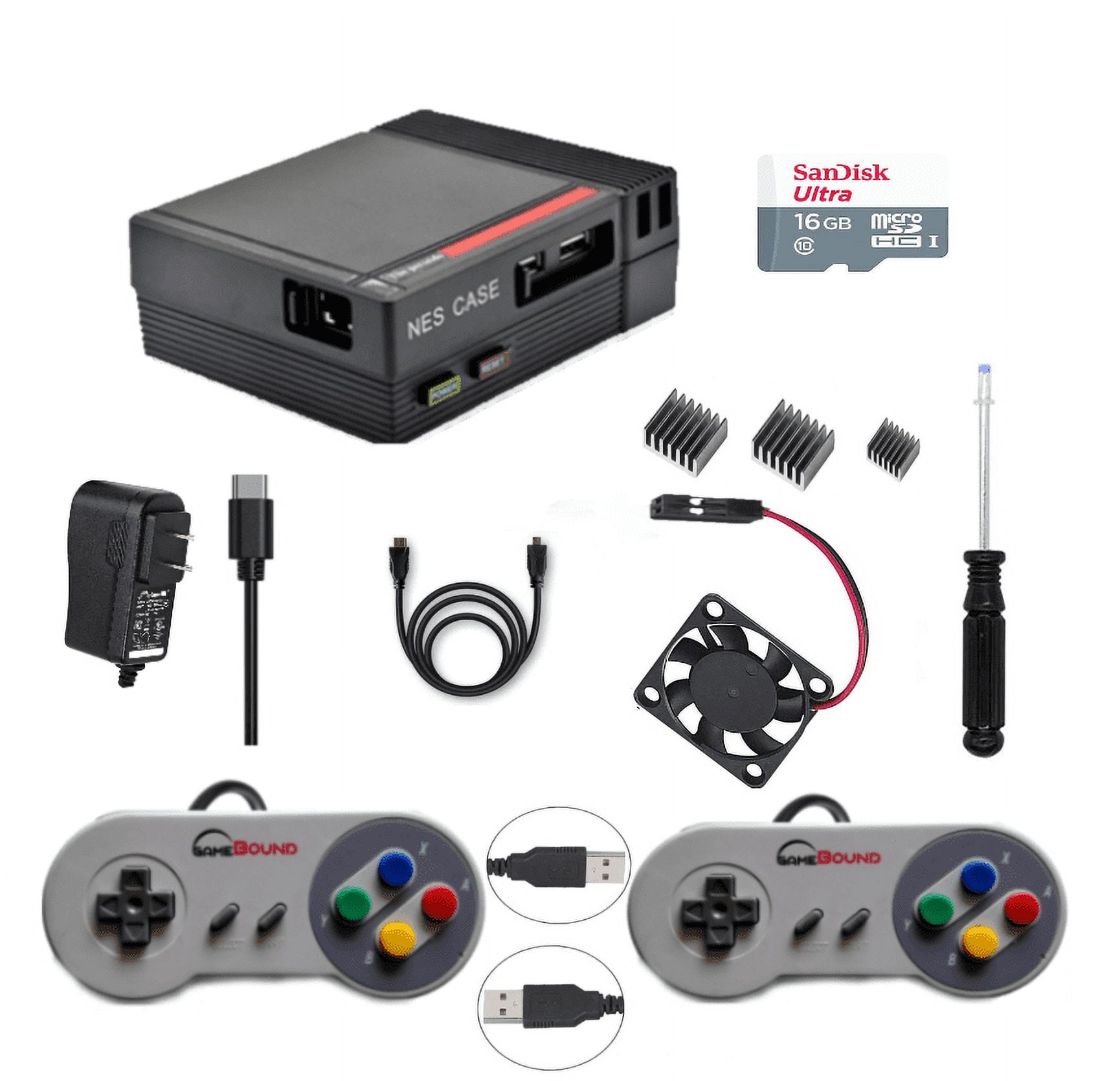 RetroPie 16GB Kit with 2 SNES Controllers & Retro-Style Case ...
