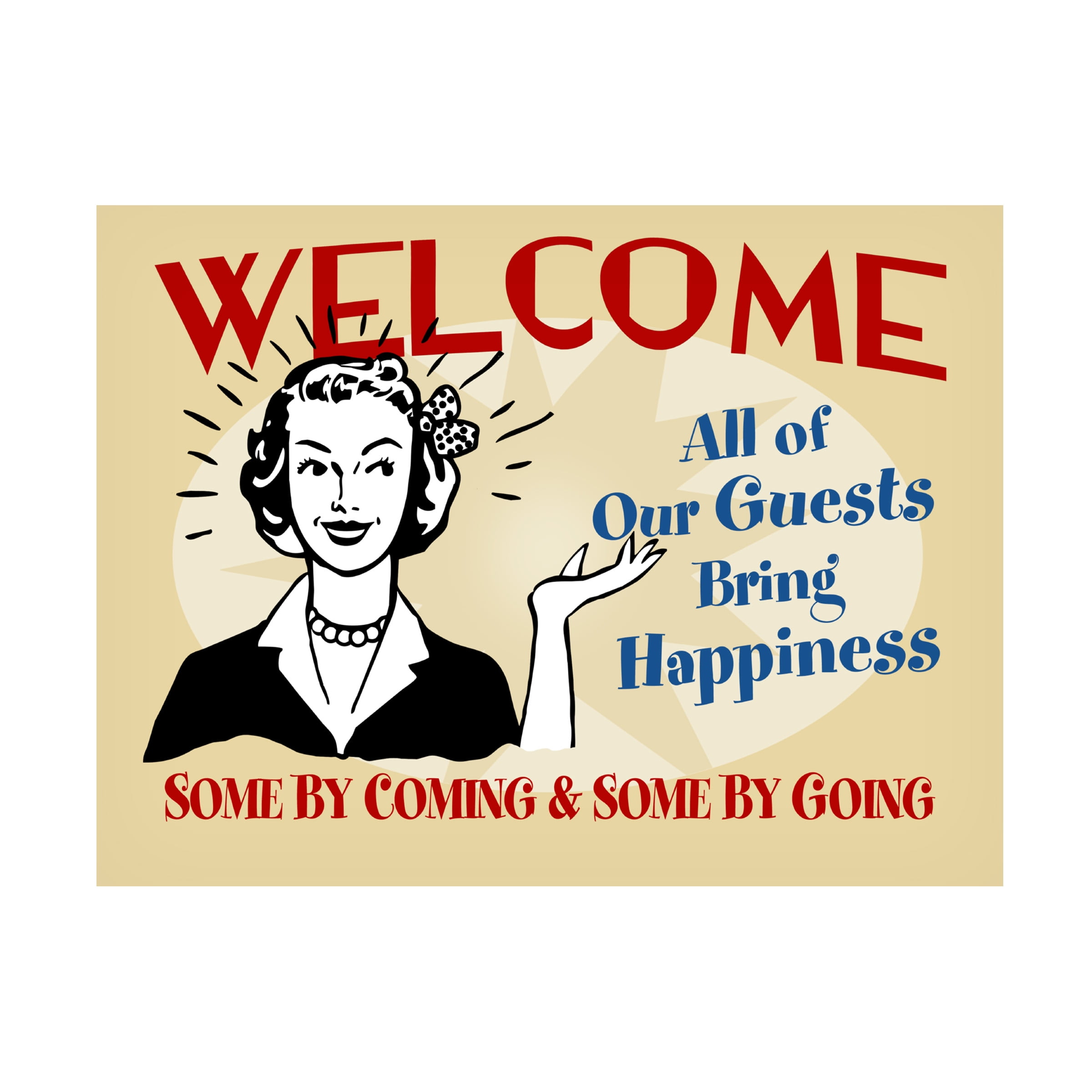 RetroPlanet 'Welcome Guests Bring Happiness' Canvas Art - Walmart ...