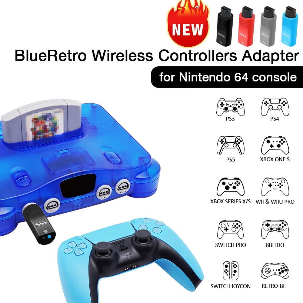 RetroScaler N64 Wireless Controller Adapter - Supports N64 Game Console, Compatible with PS3/PS4 ...