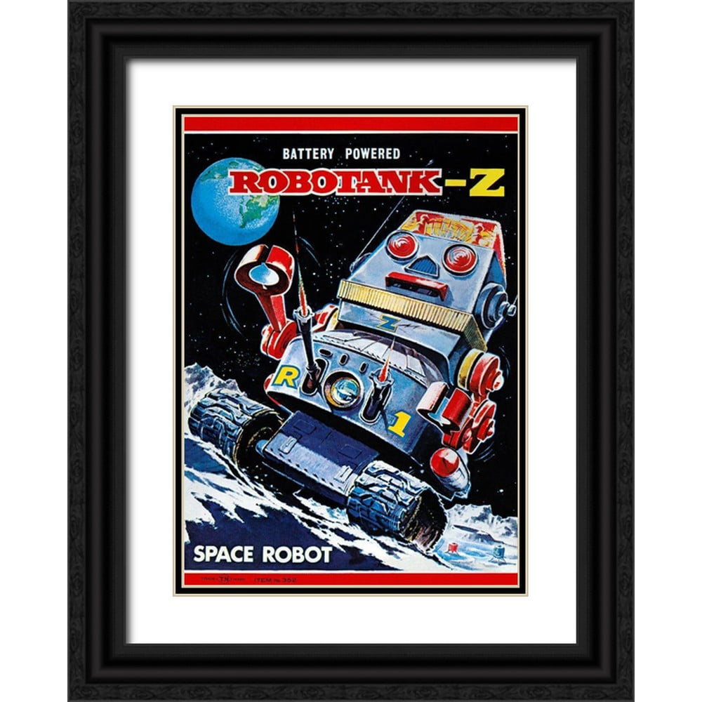 Retrobot 11x14 Black Ornate Wood Framed with Double Matting Museum Art ...