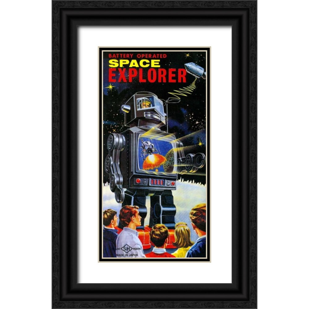 Retrobot 11x18 Black Ornate Wood Framed with Double Matting Museum Art ...