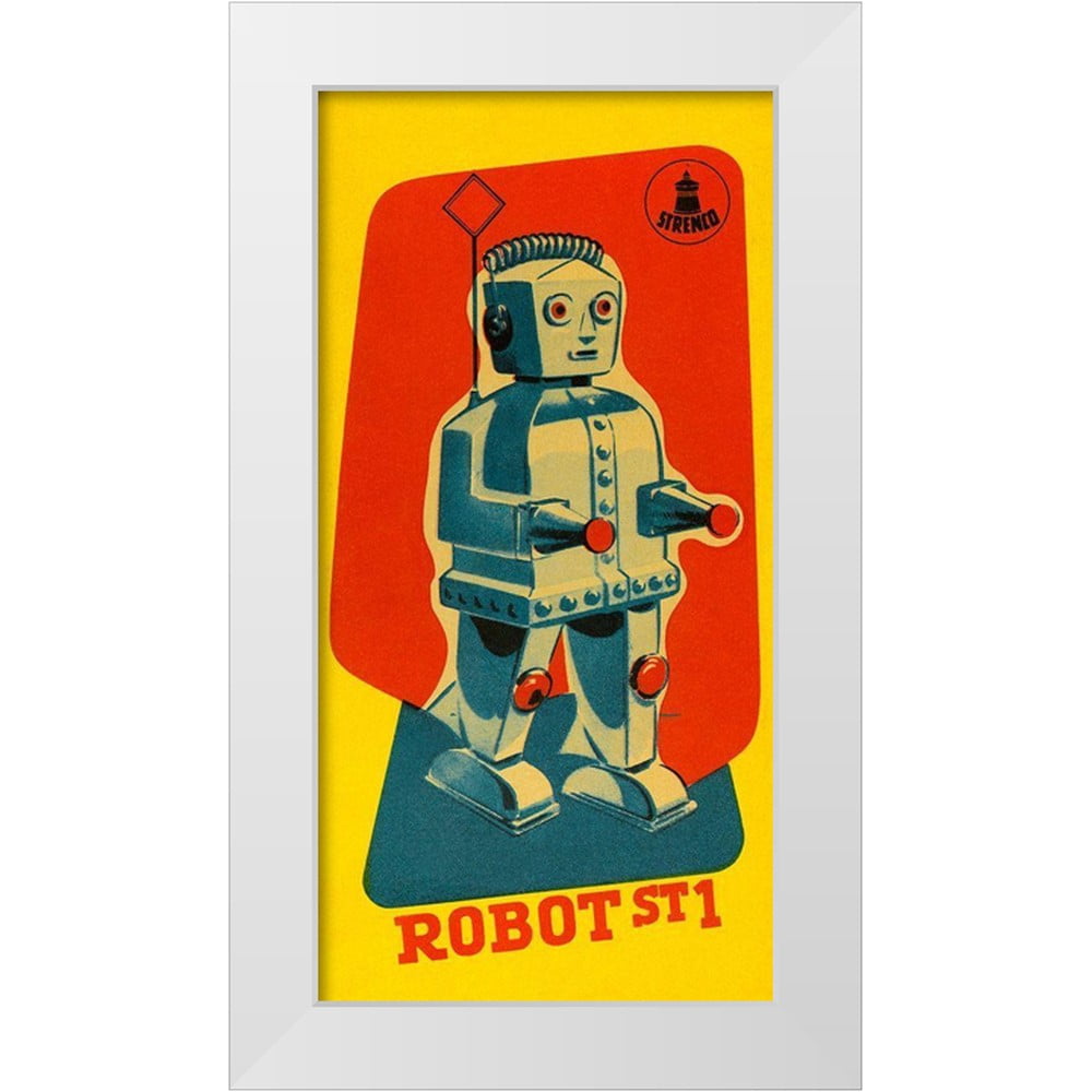Retrobot 11x18 White Modern Wood Framed Museum Art Print Titled - Robot ST1 - Walmart.com