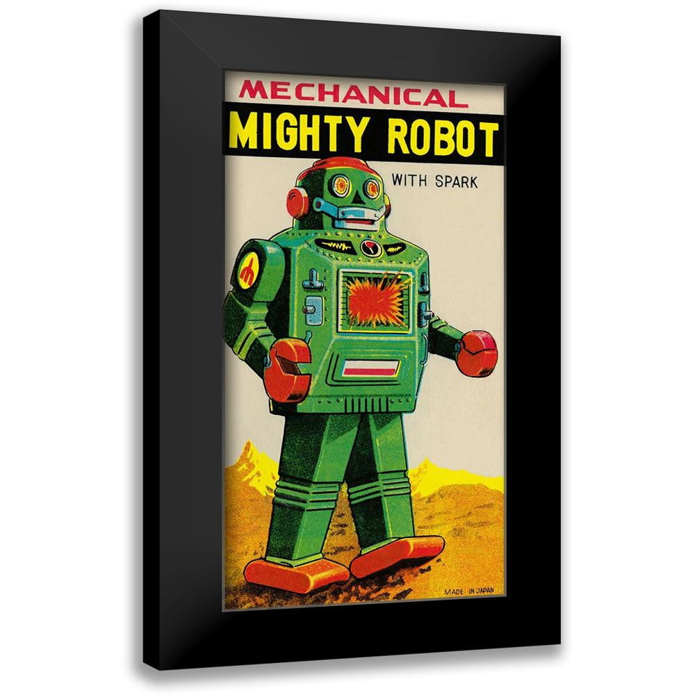 Retrobot 14x24 Black Modern Framed Museum Art Print Titled - Mechanical Mighty Robot - Walmart.com