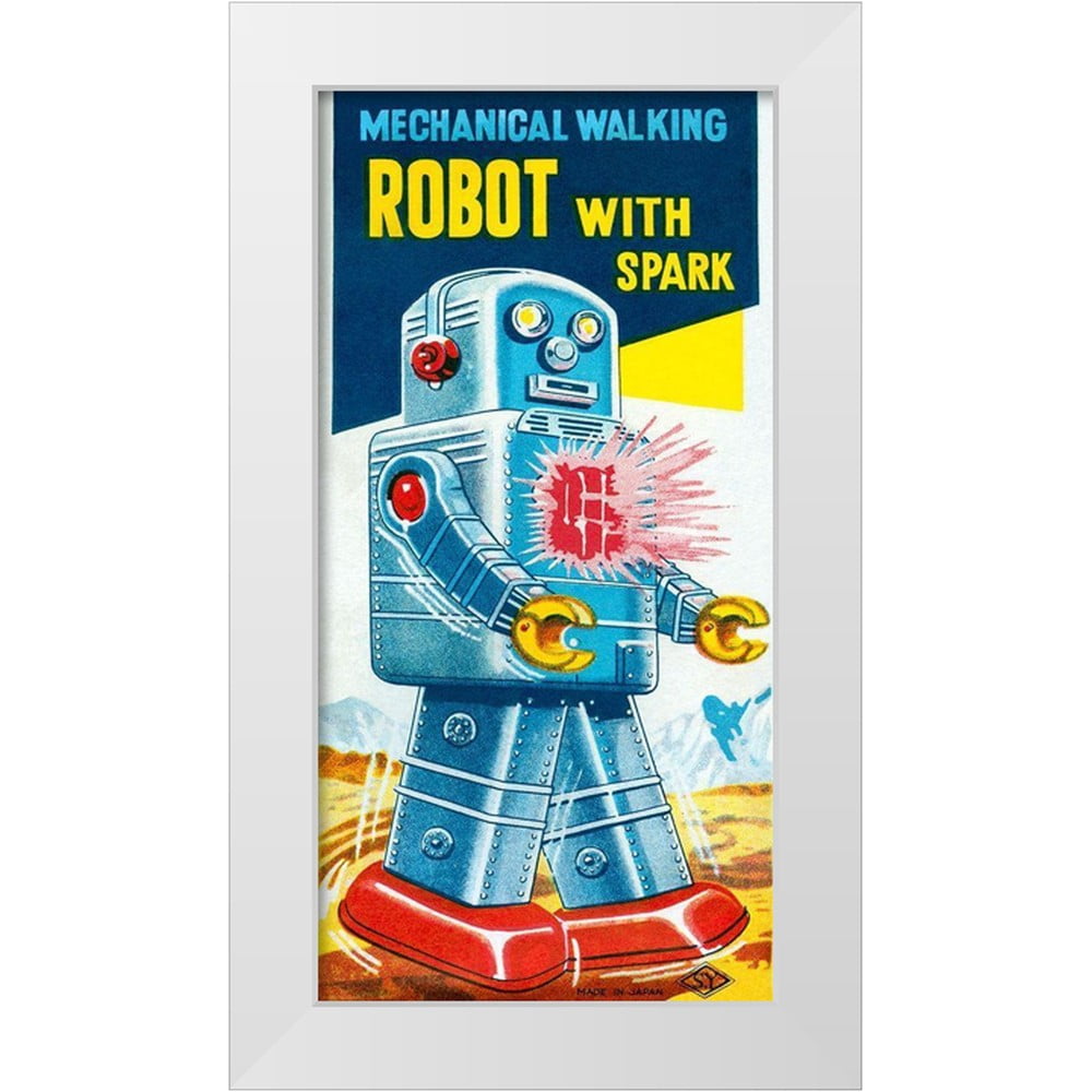 Retrobot 14x24 White Modern Wood Framed Museum Art Print Titled ...