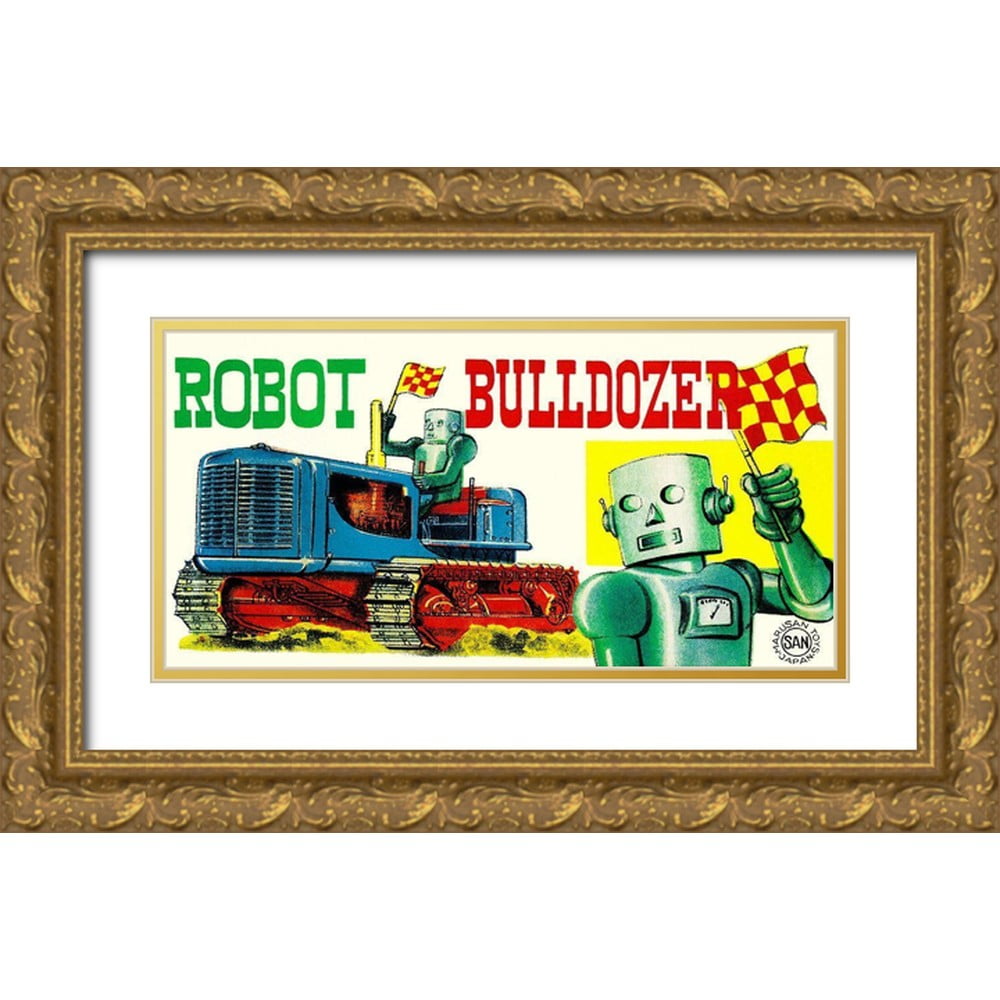 Retrobot 18x11 Gold Ornate Wood Framed with Double Matting Museum Art ...