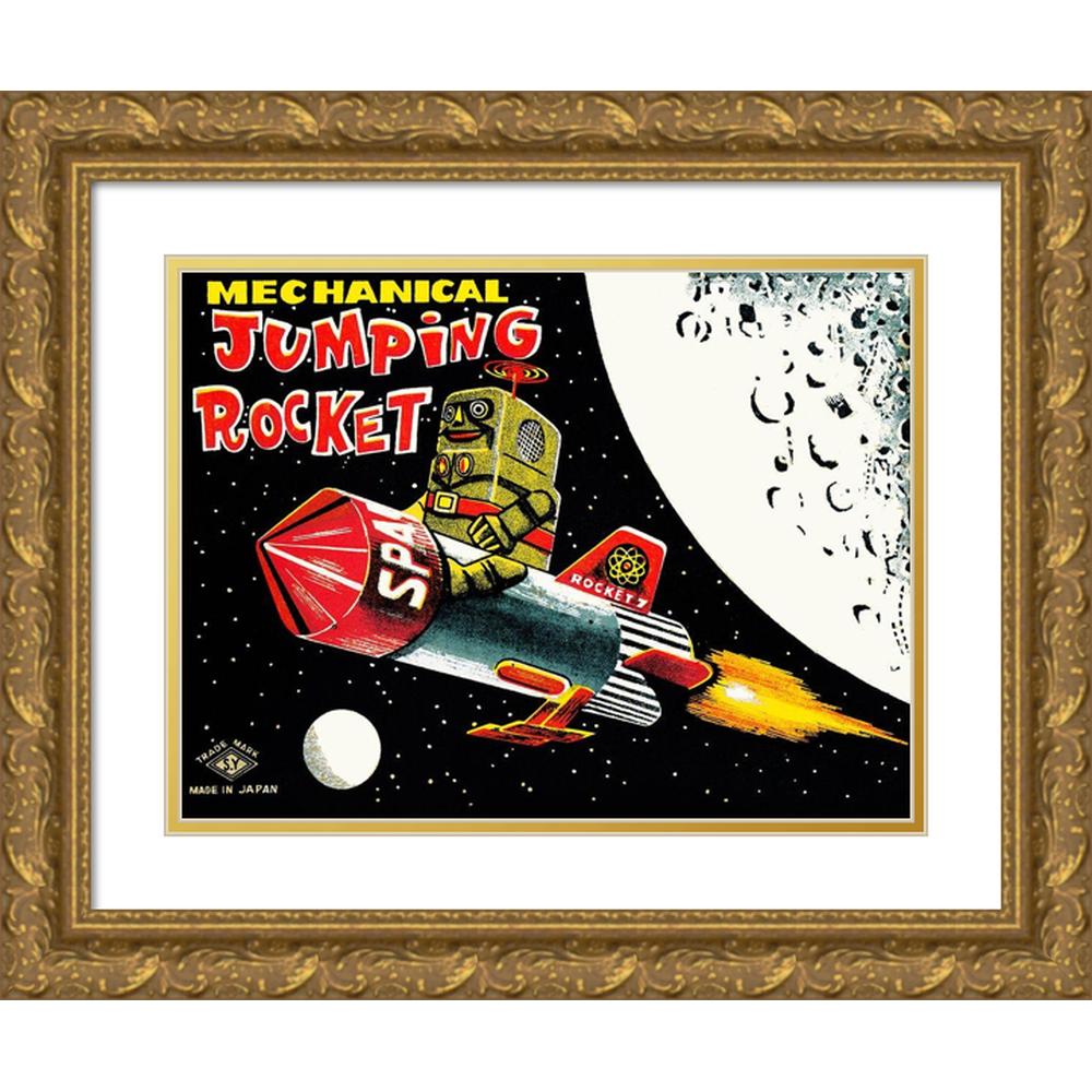 Retrobot 18x15 Gold Ornate Wood Framed with Double Matting Museum Art ...