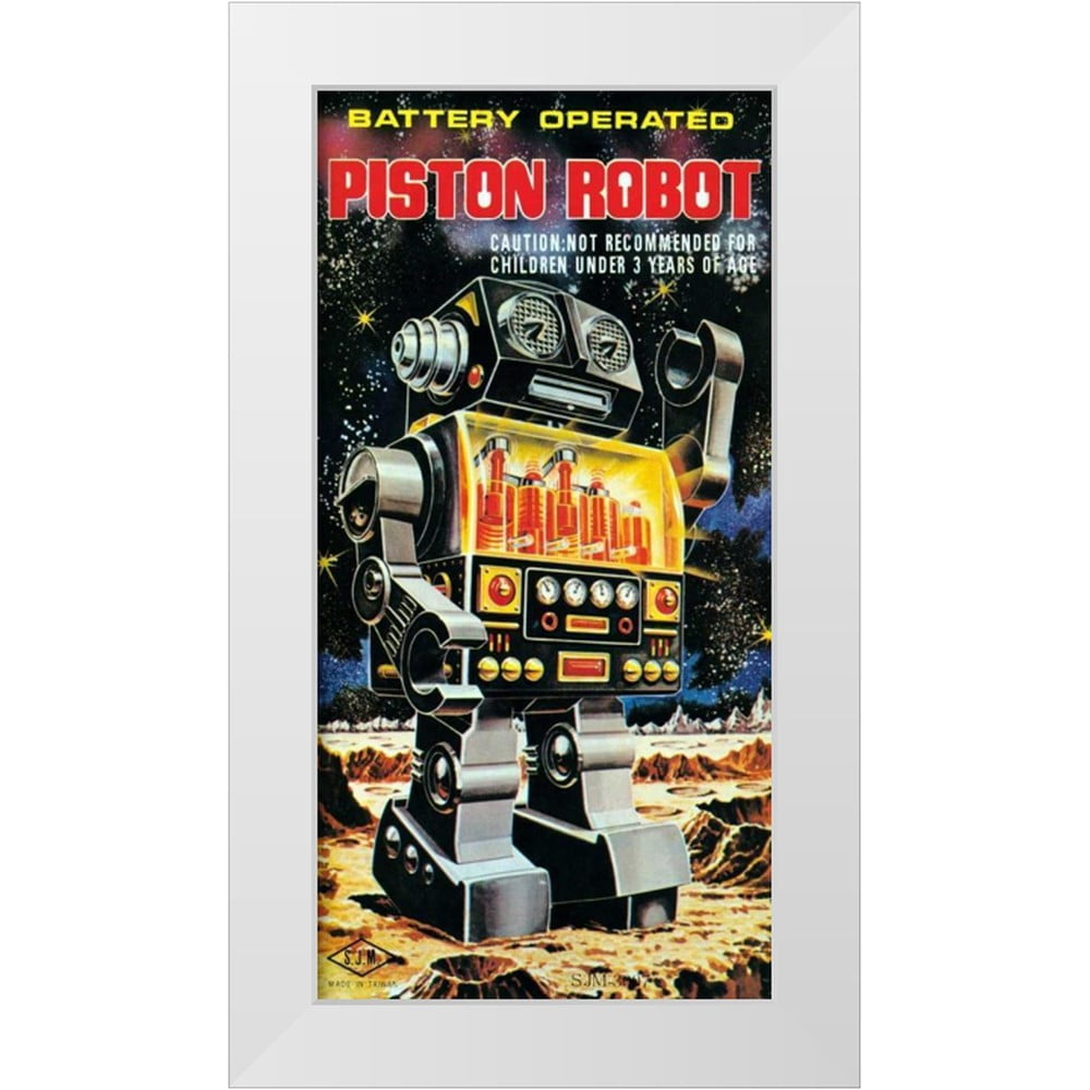 Retrobot 18x32 White Modern Wood Framed Museum Art Print Titled ...