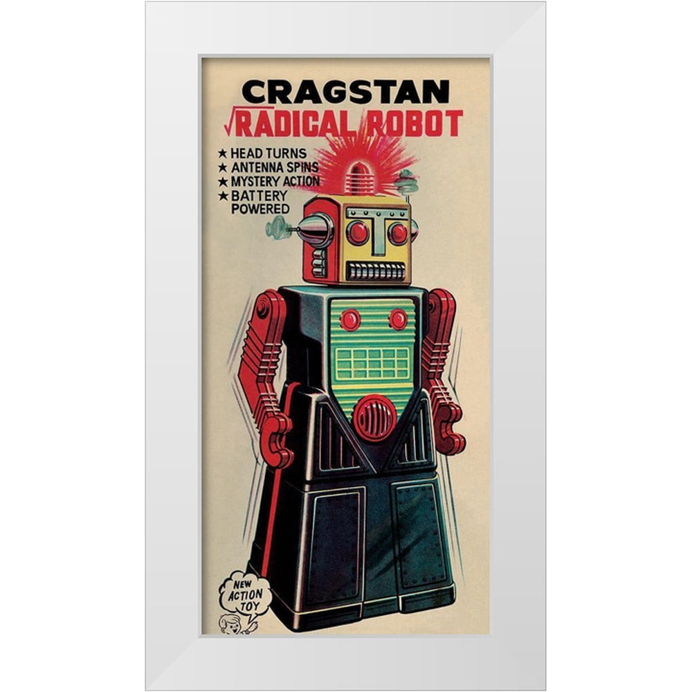 Retrobot 18x32 White Modern Wood Framed Museum Art Print Titled ...