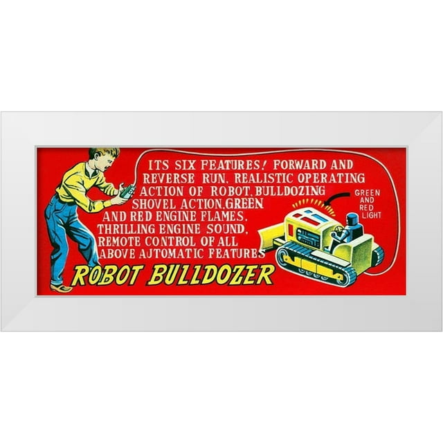 Retrobot 24x12 White Modern Wood Framed Museum Art Print Titled - Robot ...