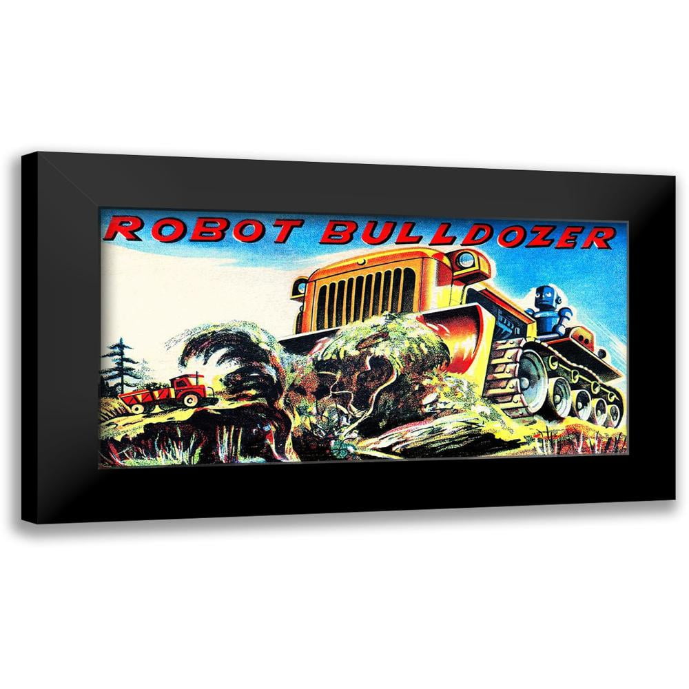 Retrobot 24x14 Black Modern Framed Museum Art Print Titled - Robot Bulldozer - Walmart.com