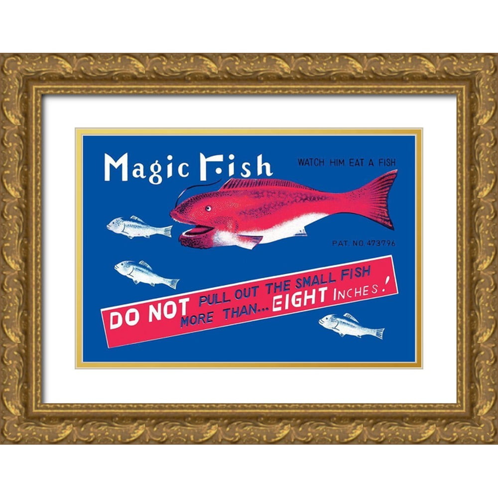 Retrobot 24x18 Gold Ornate Wood Framed with Double Matting Museum Art Print Titled - Magic Fish ...