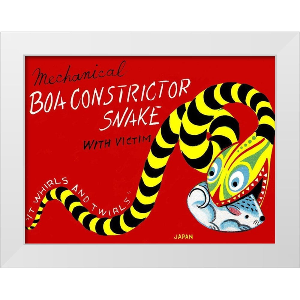 Retrobot 24x19 White Modern Wood Framed Museum Art Print Titled - Boa Constrictor Snake with ...