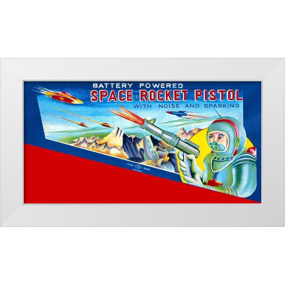 Retrobot 32x18 White Modern Wood Framed Museum Art Print Titled - Space ...