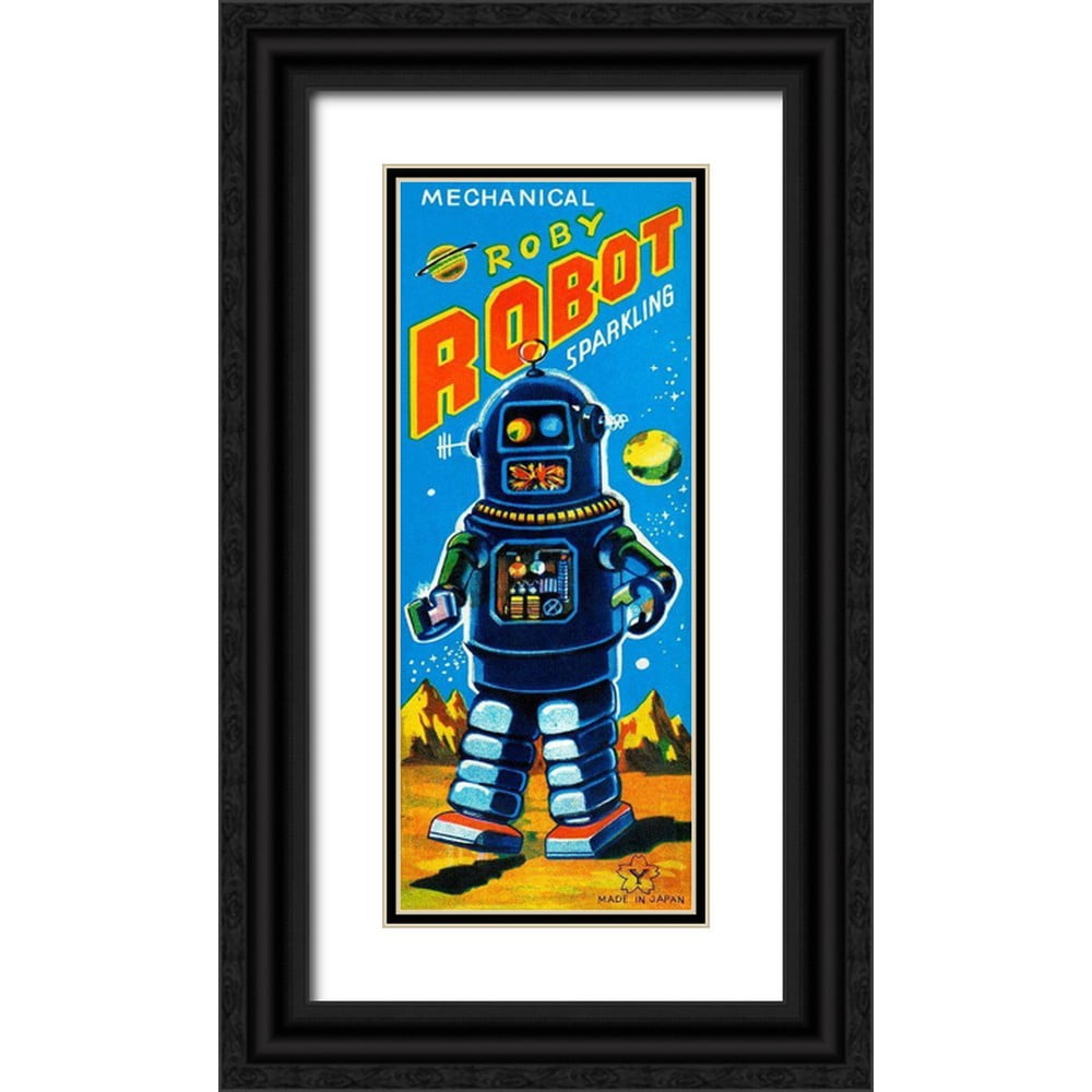 Retrobot 8x14 Black Ornate Wood Framed with Double Matting Museum Art ...