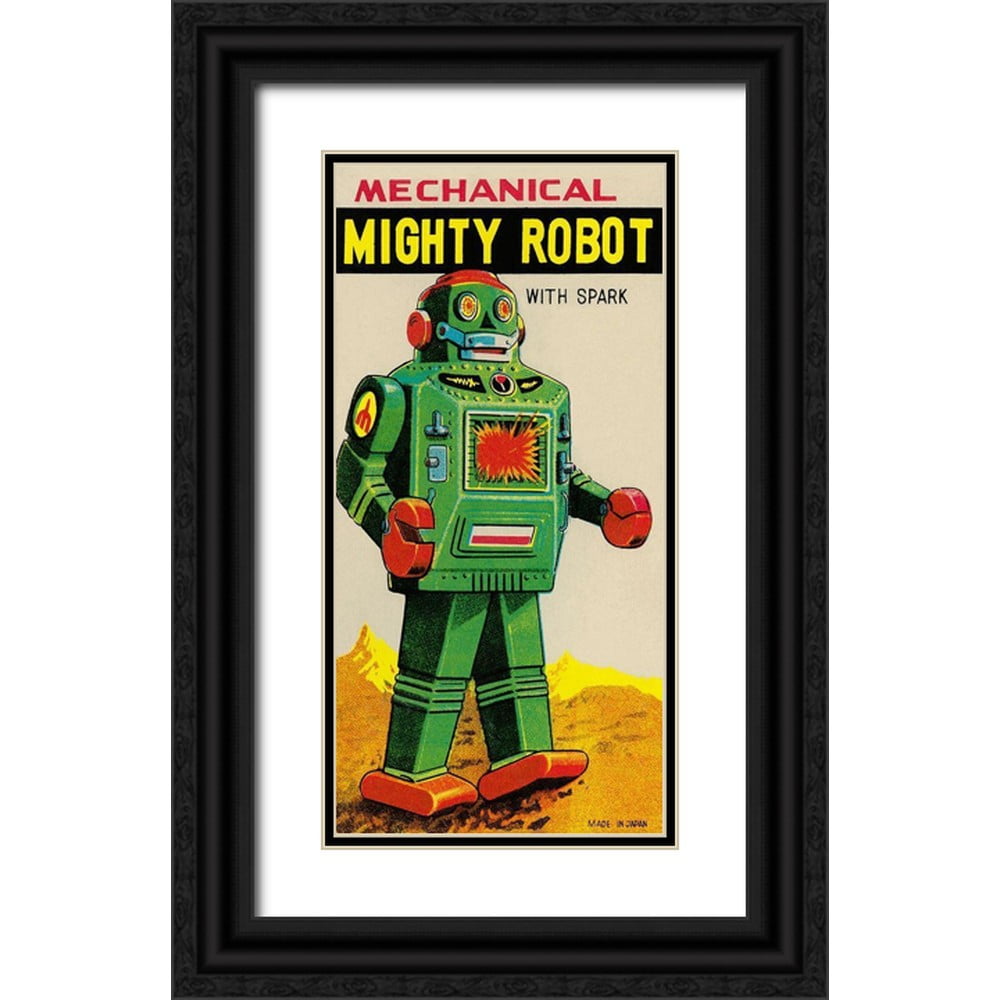 Retrobot 9x14 Black Ornate Wood Framed with Double Matting Museum Art ...