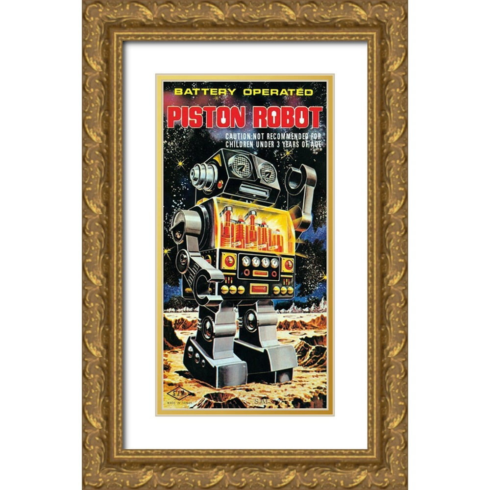 Retrobot 9x14 Gold Ornate Wood Framed with Double Matting Museum Art Print Titled - Battery ...