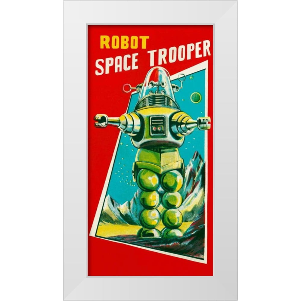 Retrobot 9x14 White Modern Wood Framed Museum Art Print Titled - Robot Space Trooper - Walmart.com
