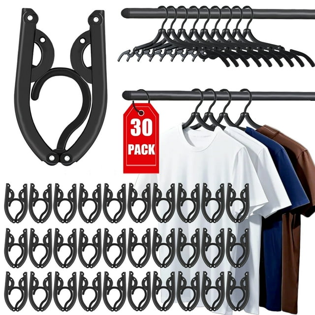 Retrocular 30 Pcs Clothes Hangers, Travel Hangers Portable Foldable ...
