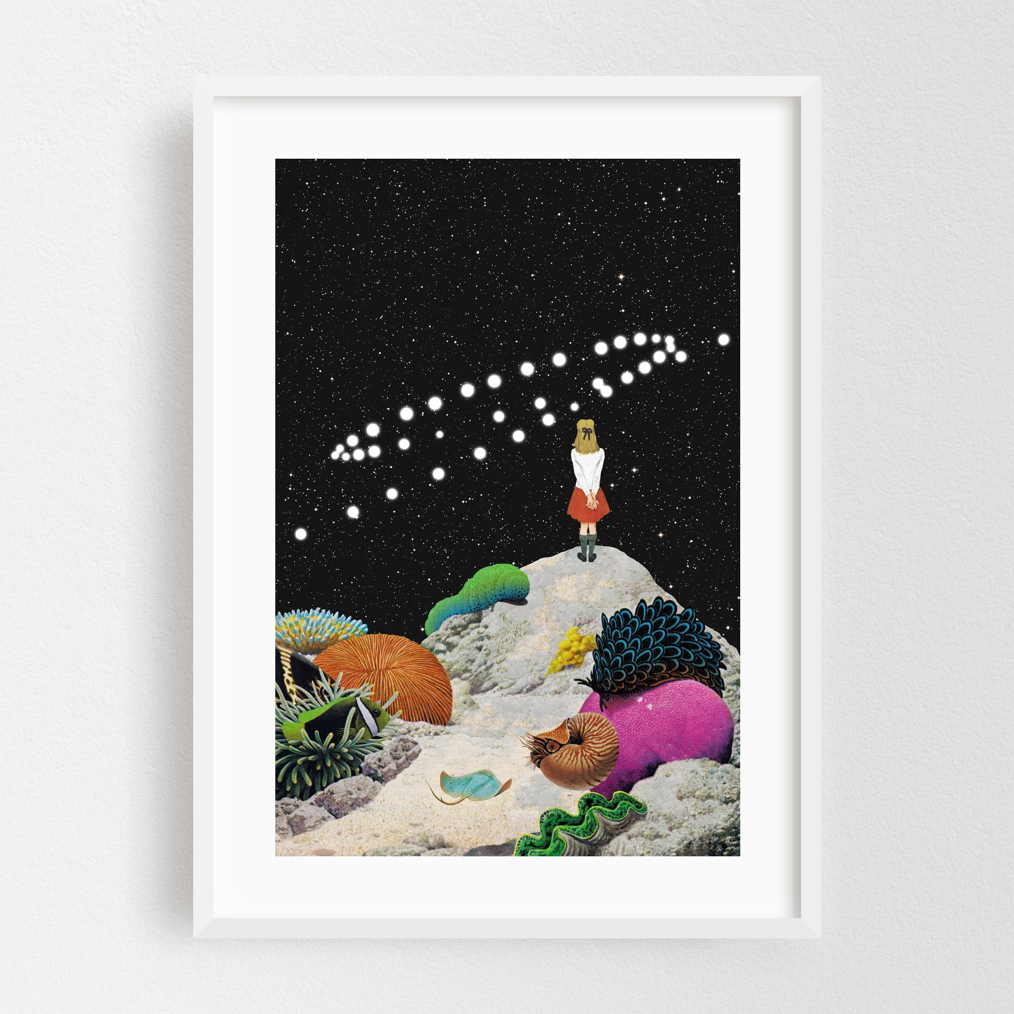 Retrograde - Neah Bay Washington Collage White Framed Wall Art Print 16 ...