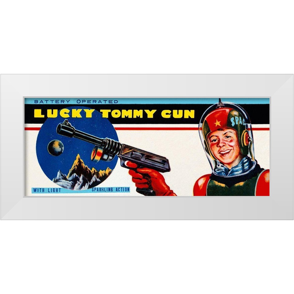 Retrogun 32x15 White Modern Wood Framed Museum Art Print Titled - Lucky ...