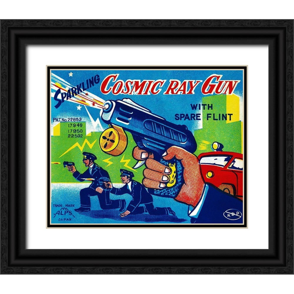 Retrogun 32x26 Black Ornate Wood Framed with Double Matting Museum Art ...