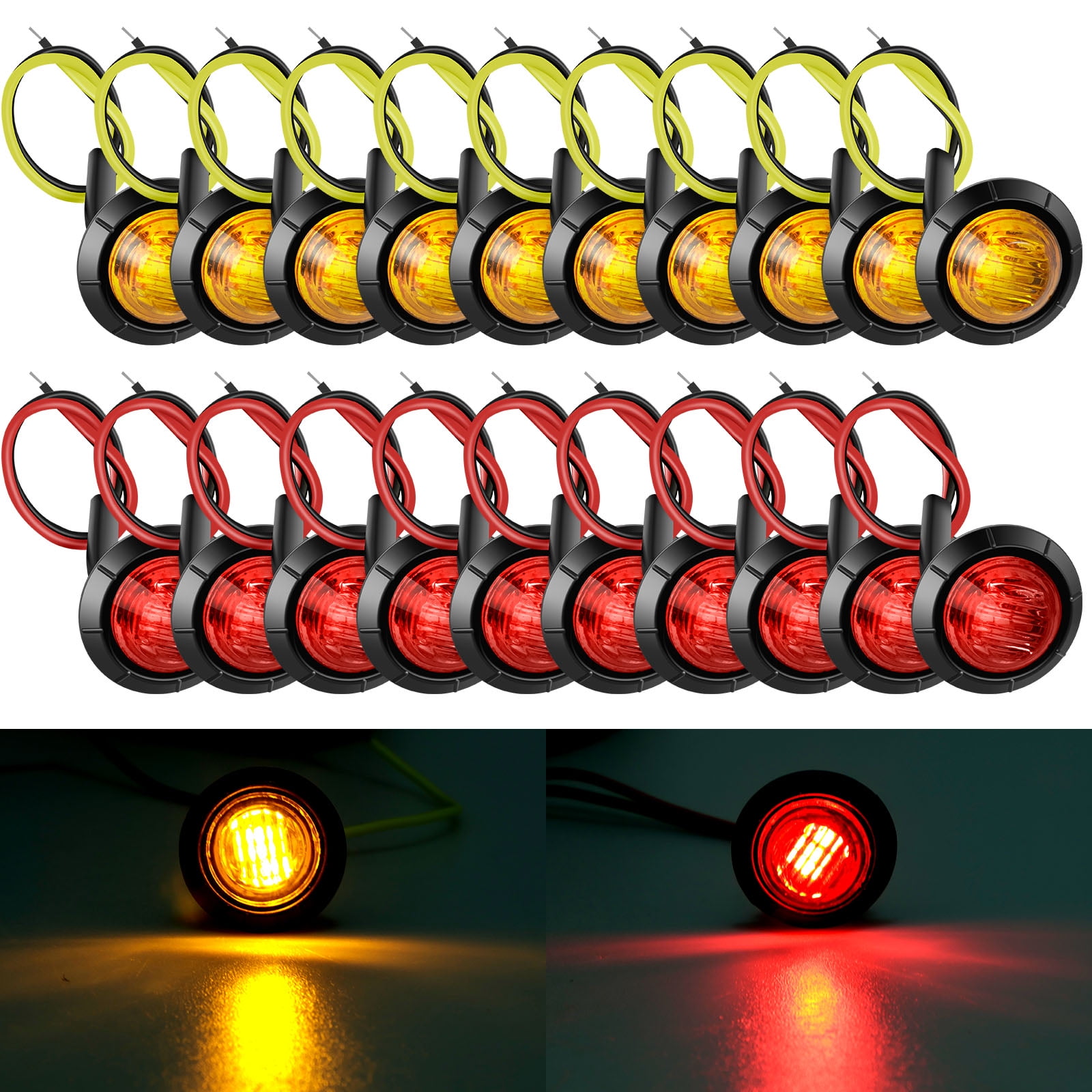 Retrok 10/20pcs LED Round Clearance Light 12V Waterproof Car Side ...