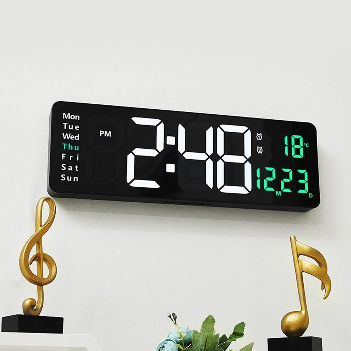 Retrok 16Inch LED Digital Wall Clock with Remote Control Large Display ...