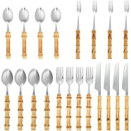 Cambridge Silversmiths Bamboo Natural 20-Piece Flatware Set, Service ...