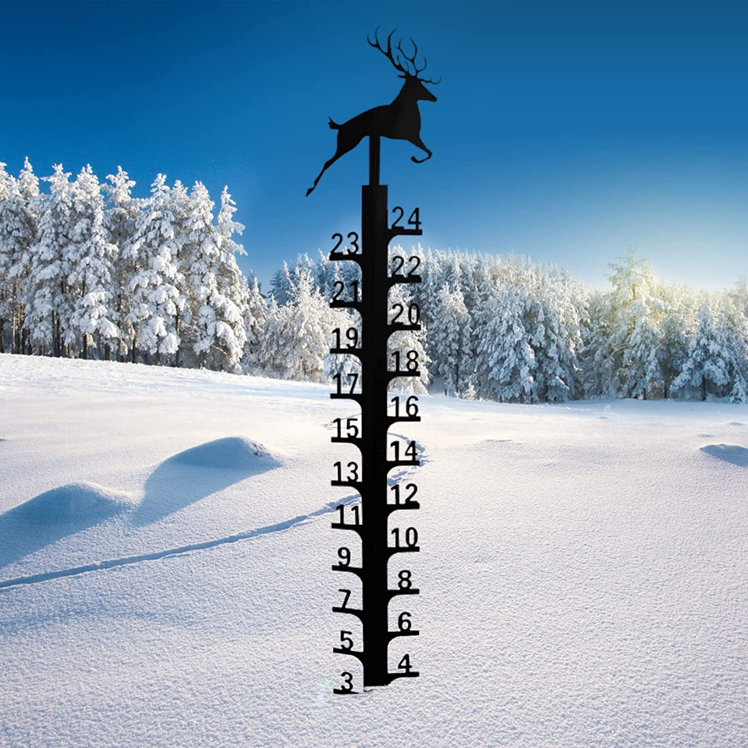 Retrok 24 Inch Iron Art Snow Gauge Elk - Christmas Holiday Snowfall ...