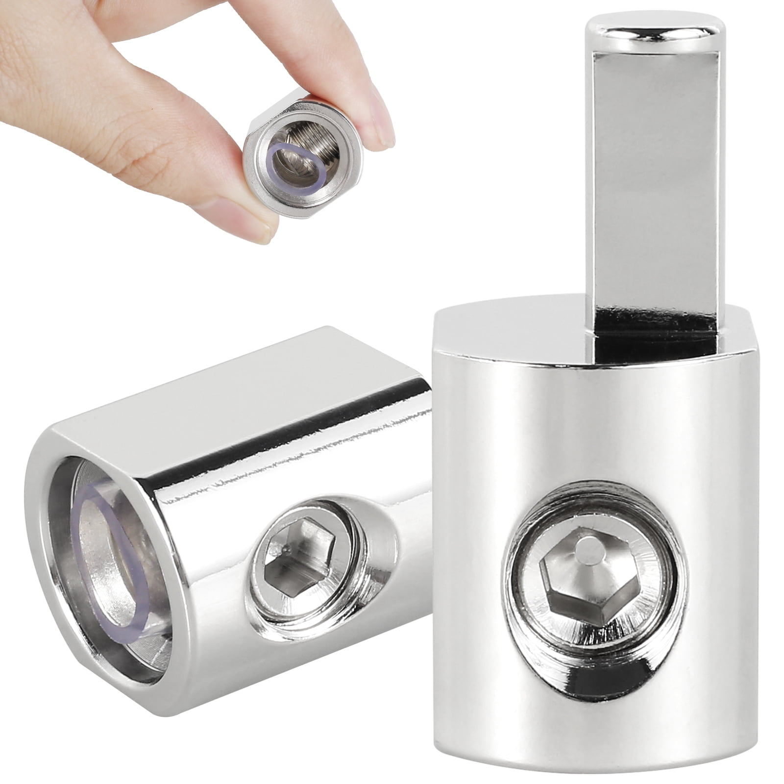 Retrok 2pcs 1 0 Awg To 4 Gauge Offset Amp Input Reducers Pair Metal Nickel Plated 6061 Aluminum