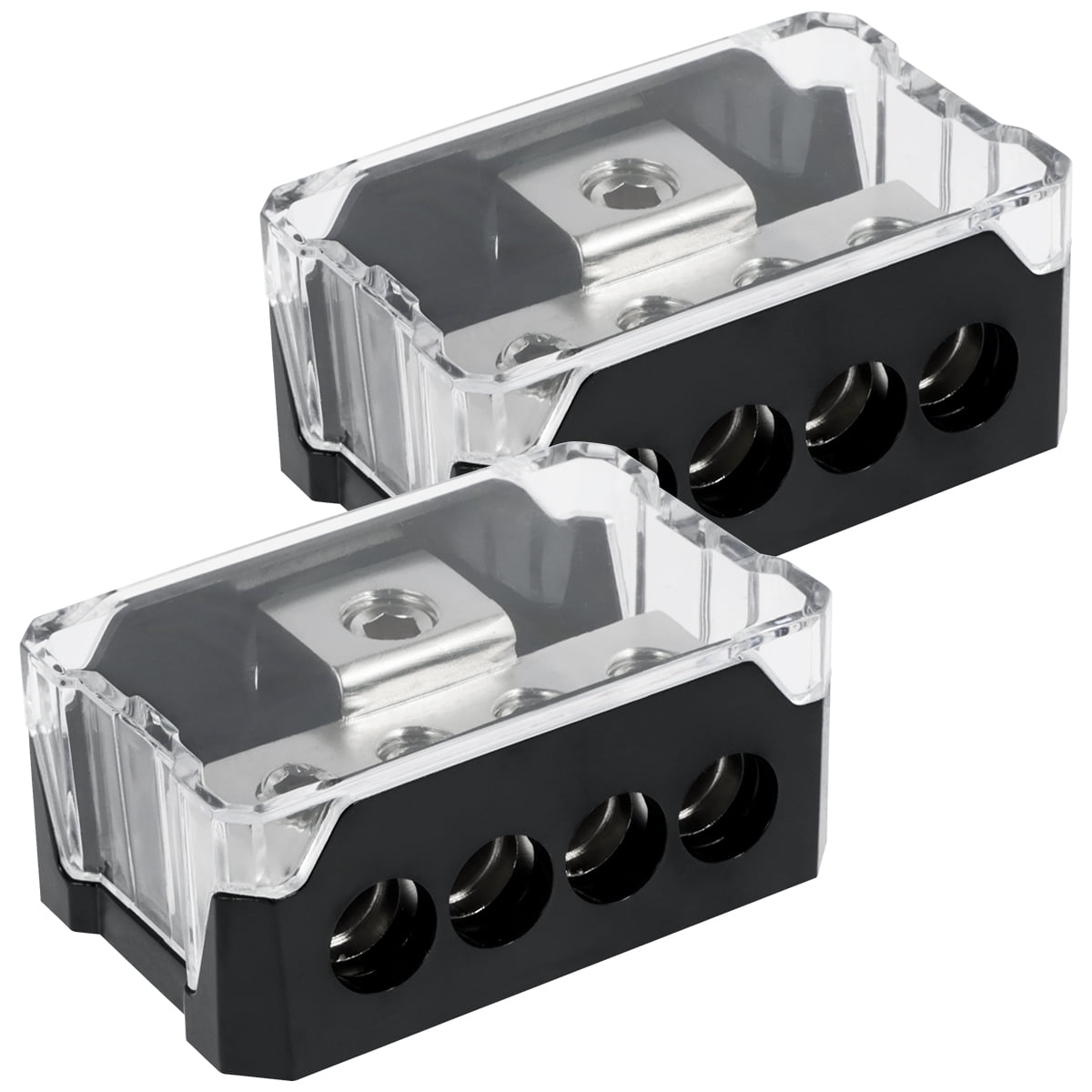 Retrok 2pcs 4 Way Power Distribution Block Zinc Alloy Power Ground Amp ...