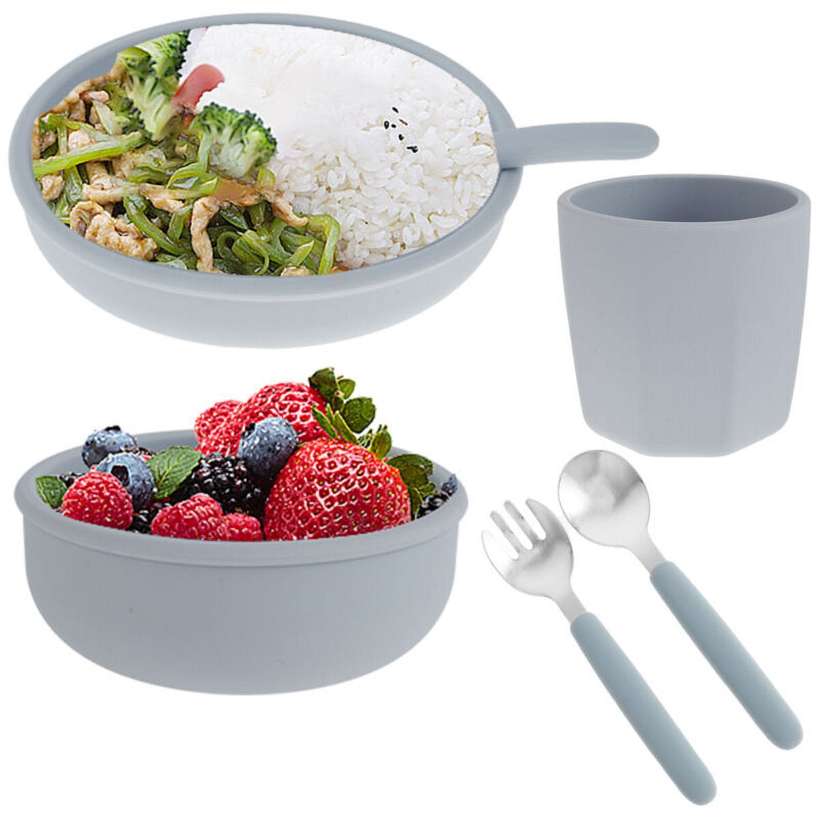 Retrok 5pcs Kids Dinnerware Starter Set Silicone Tableware Set for ...