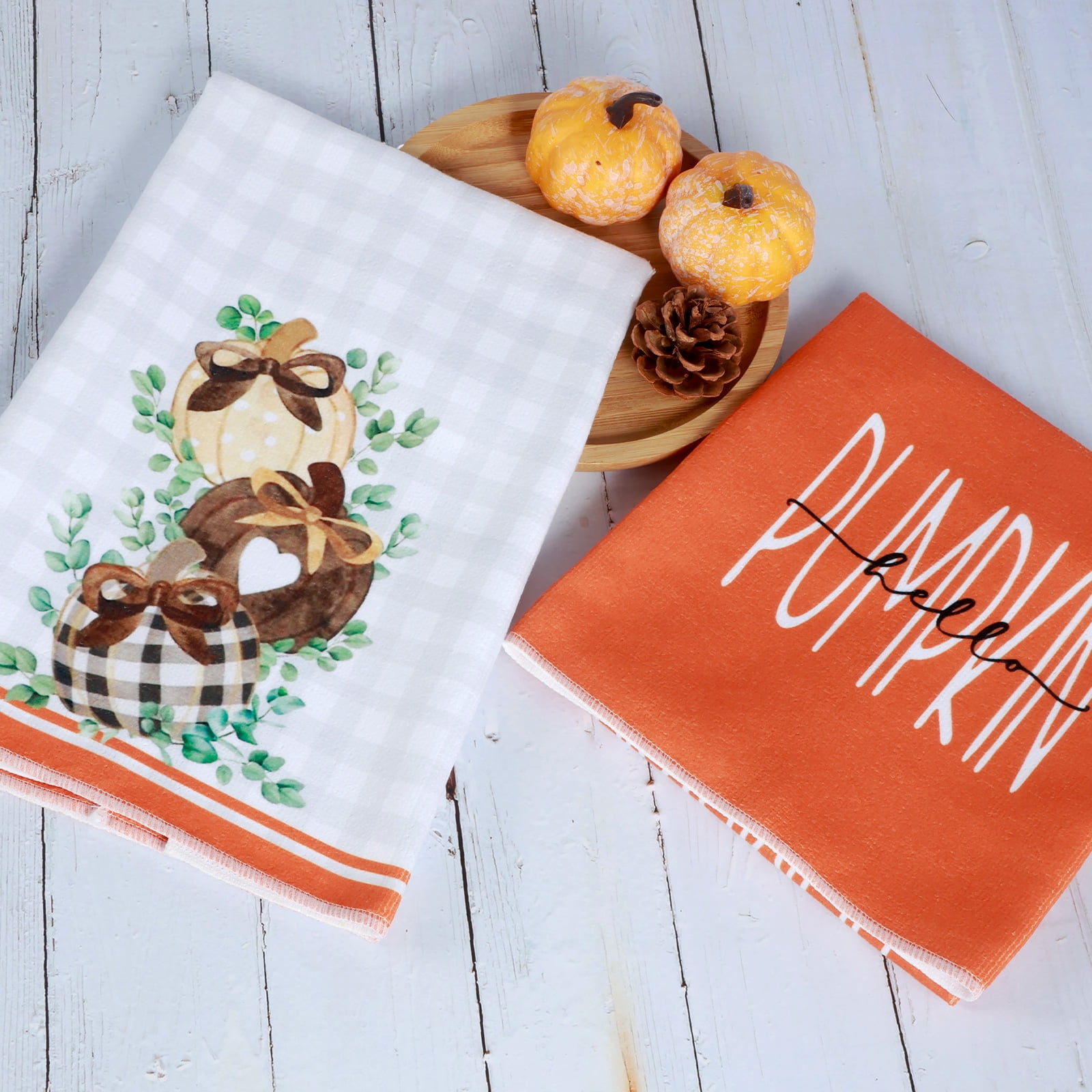 Retrok 2pcs Fall Kitchen Towels 26.6×18.3 Inch Pumpkin Fall Dish Towels ...
