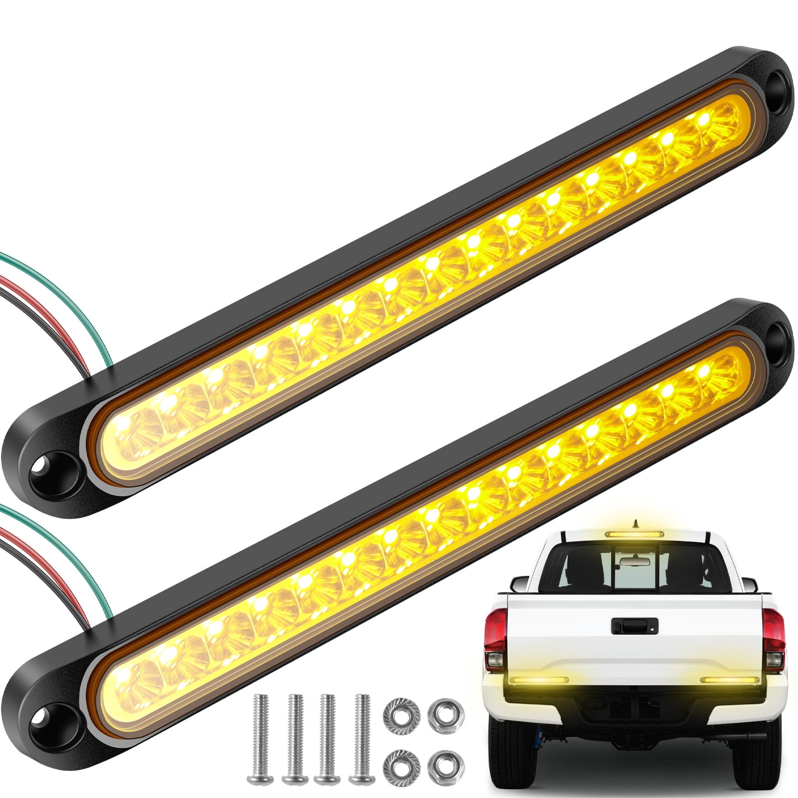 Retrok 2pcs Trailer Lights 15 Trailer Tail Light Bar IP67 Waterproof ...