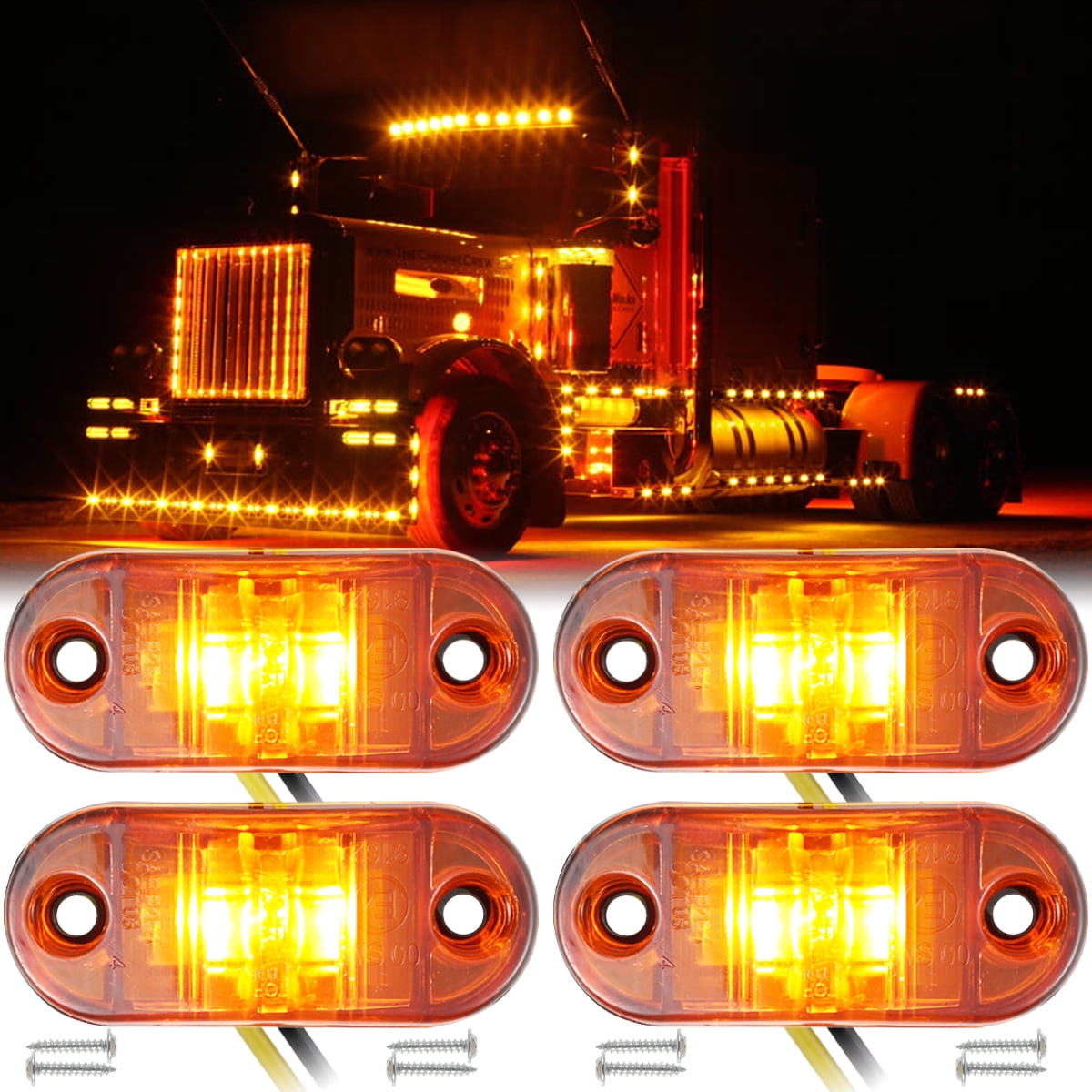 Retrok 4Pcs LED Clearance Light Side Indicator Marker lights for Truck ...
