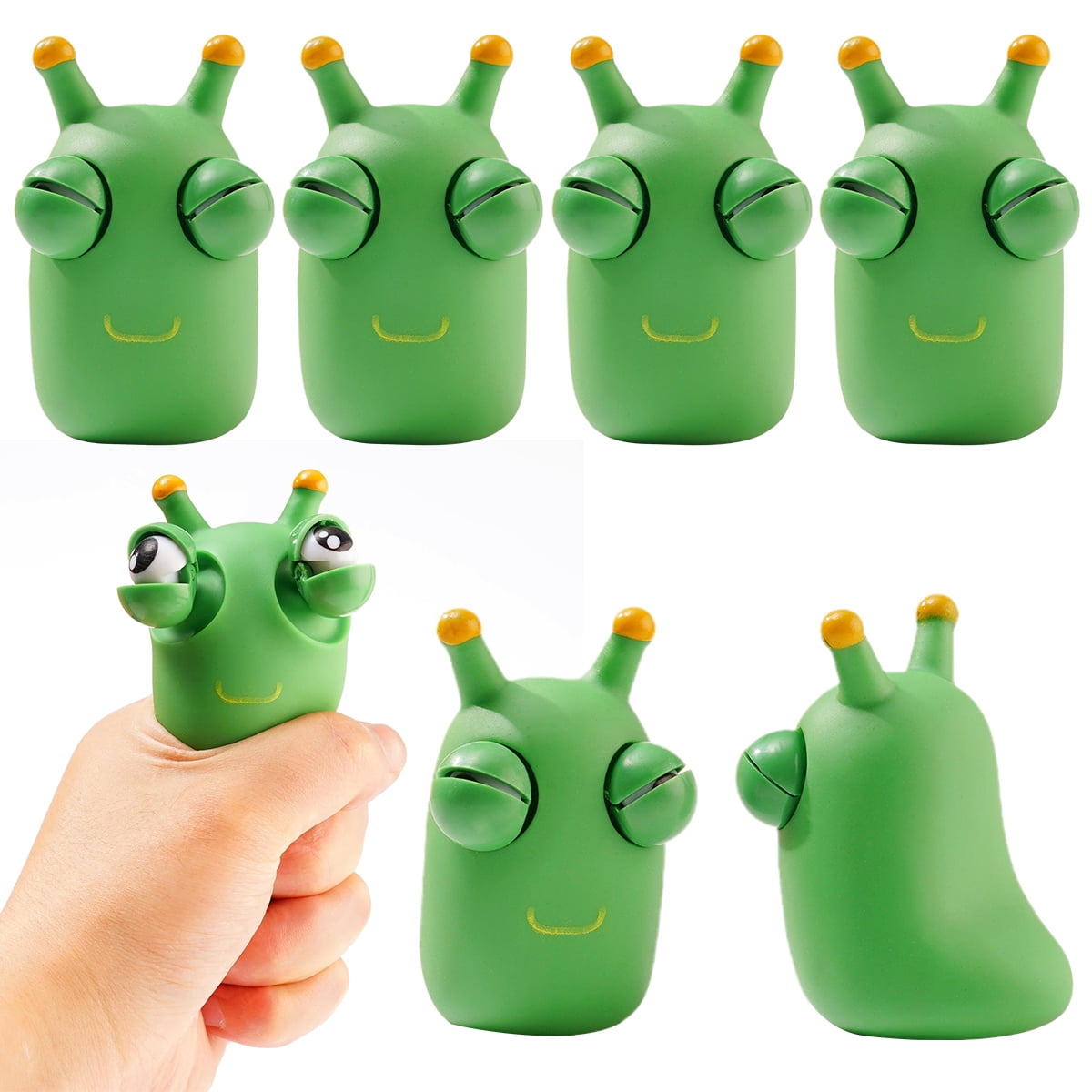 Retrok 4pcs Funny Grass Worm Pinch Toy Green Eye Novelty Animal Stress ...