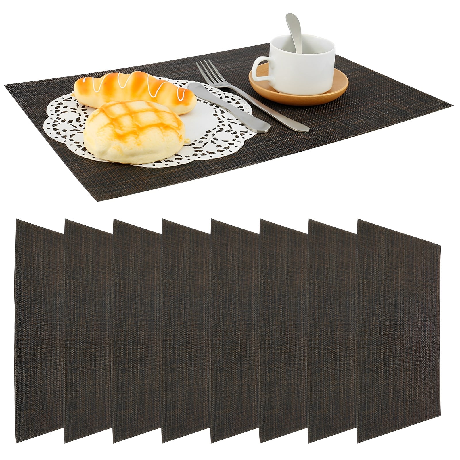 Retrok 8pcs Washable Vinyl Placemats Plastic Woven Place Mats for ...