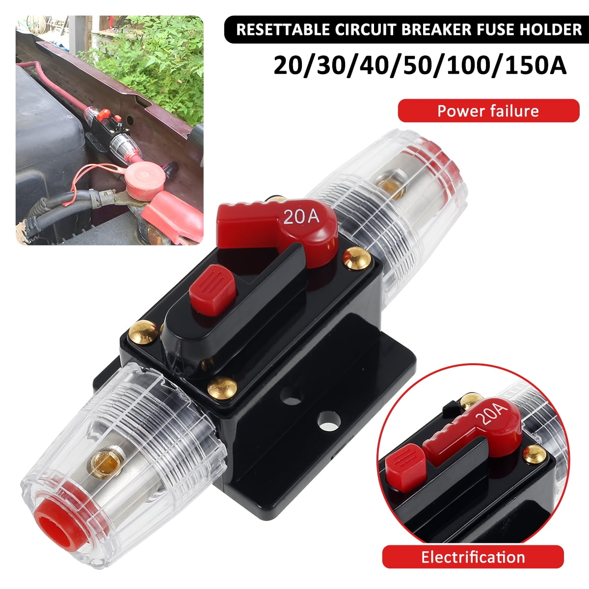 Retrok Circuit Breaker Resettable Fuse Holder with Manual Reset ...