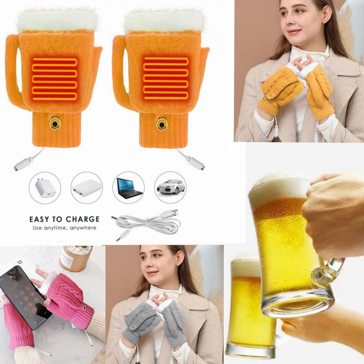 Retrok Electric Heating Gloves USB Charging Electric Thermal Glove ...
